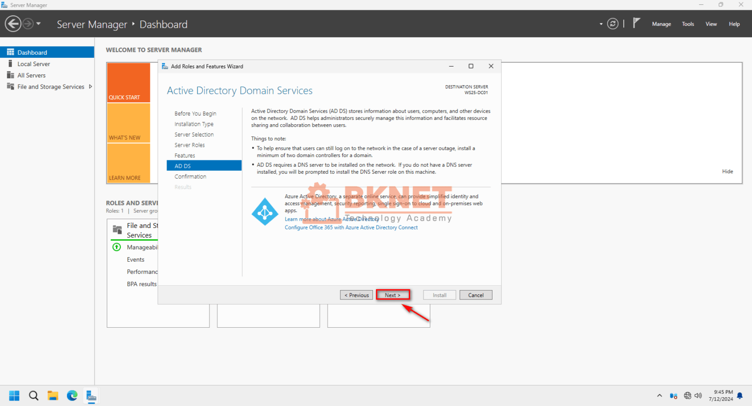 Triển khai Cài đặt Domain Controller trên Windows Server 2025