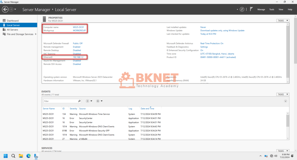 Triển khai Cài đặt Domain Controller trên Windows Server 2025